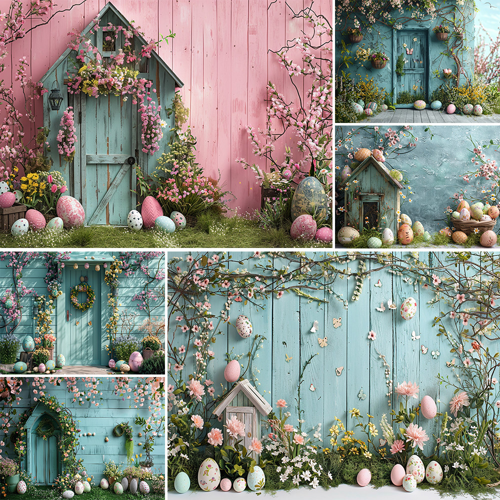 Spring Easter Photography Background Easter-Egg Flower Decoration ...