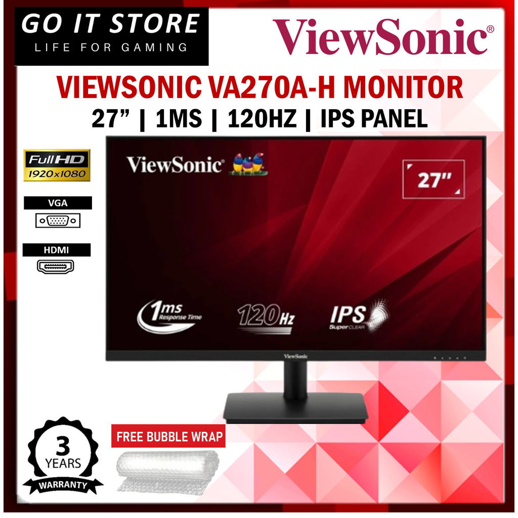 Viewsonic 27" VA270A-H 120Hx 1ms Full HD Super Clear IPS Monitor (HDMI ...