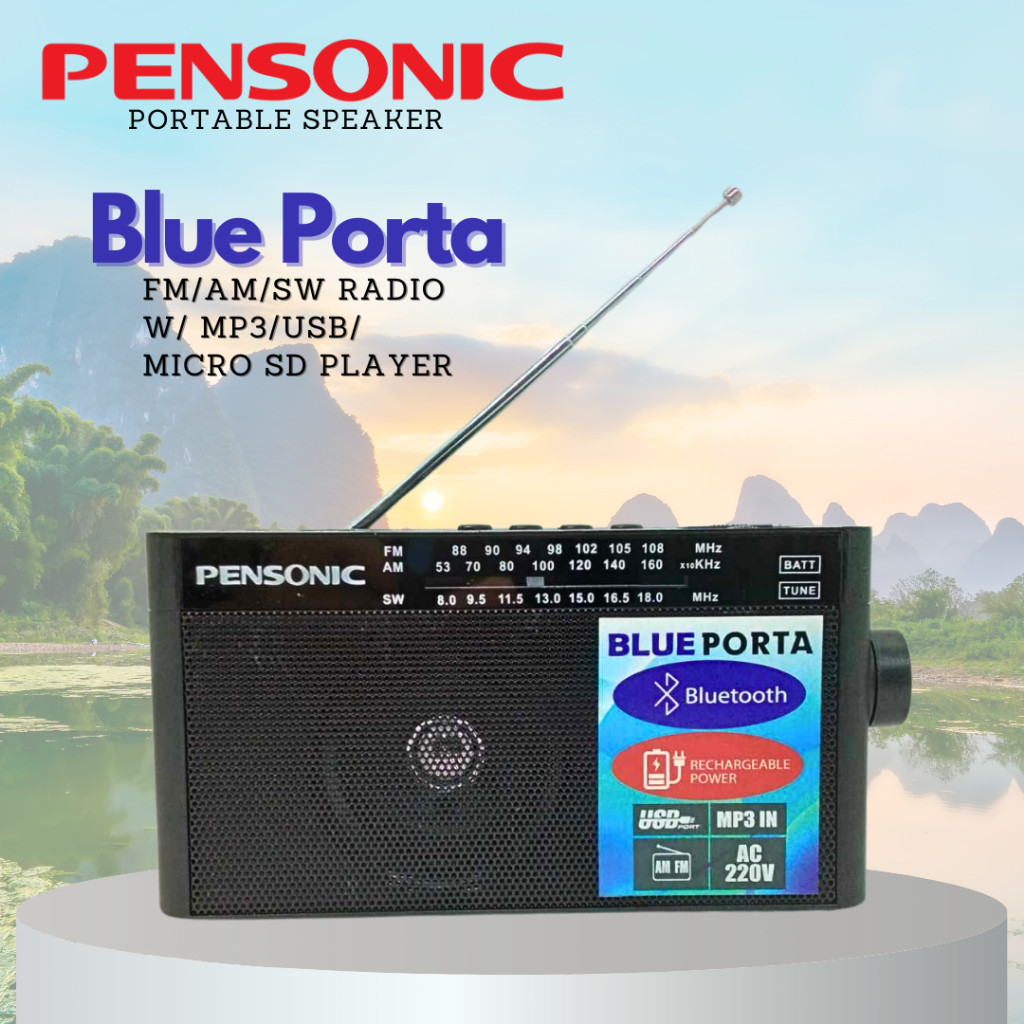 PENSONIC Blue Porta FM/AM Radio with Mp3/USB/Micro SD Player with ...