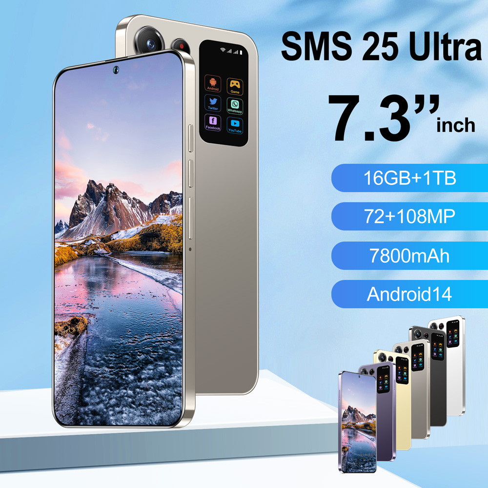 2025 SMS25 Ultra Smartphone 5G 7.3HD 16G 1TB Mobile Phones Snapdragon 8 ...