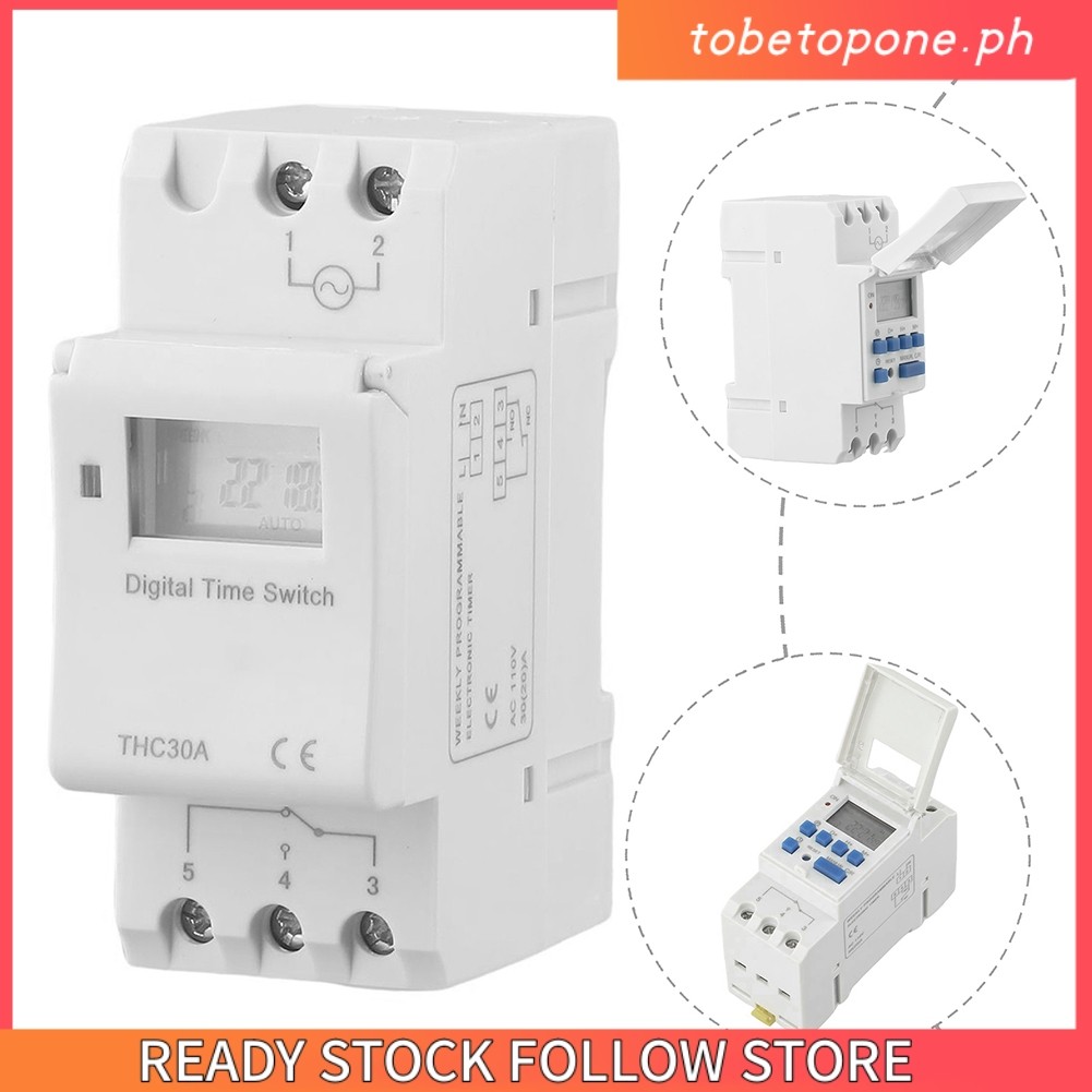 TBTOPONE ️Digital THC30A Electronic Time Switch Programmable Electronic Time ControlSwitch ...