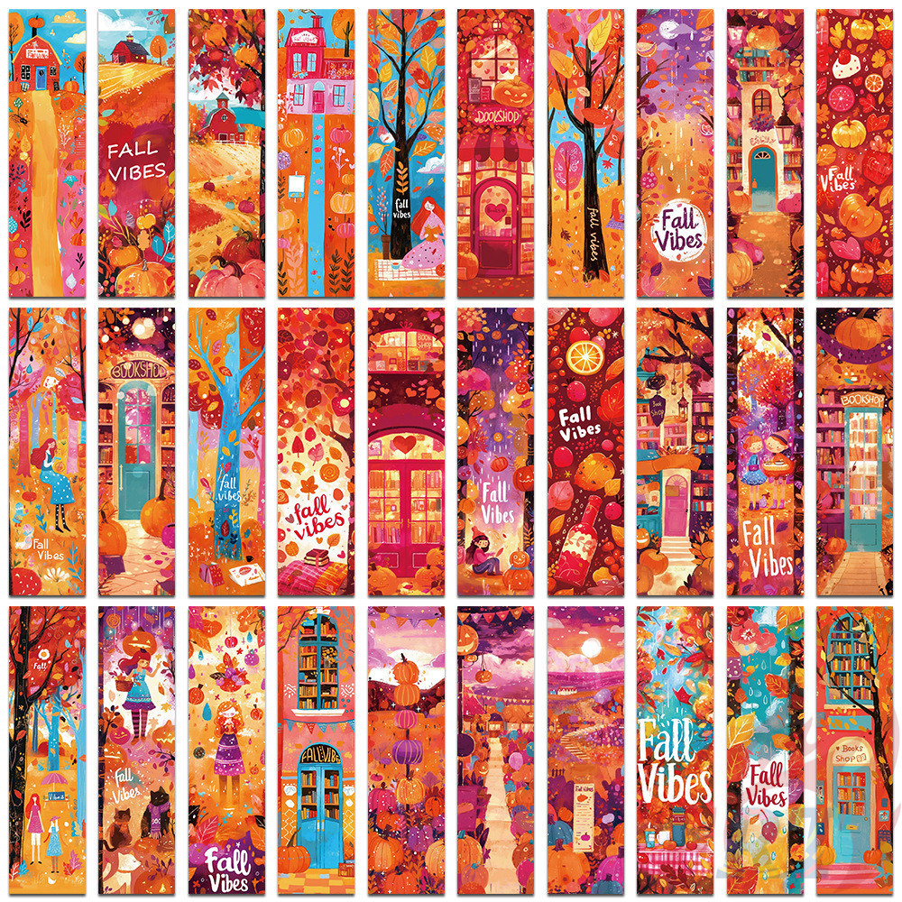 30Pcs/Set Fall Vibes Bookmarks Fashion Books Marker of Page Stationery ...