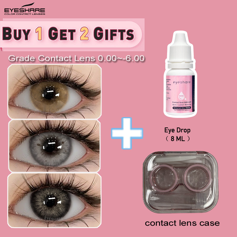 EYESHARE Graded Contact Lenses Set 0.00~-6.00 Gray Natural Contact Lens ...