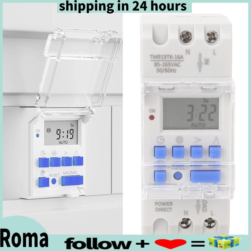 Romanticshop 16A Timer Switch LCD Display 7 Day 24 Hour Programmable ...