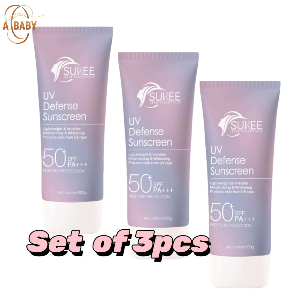 BI ( set of 3pcs ) SUKEE 100g UV Defense Sunscreen. SPF50+ Light Weight ...