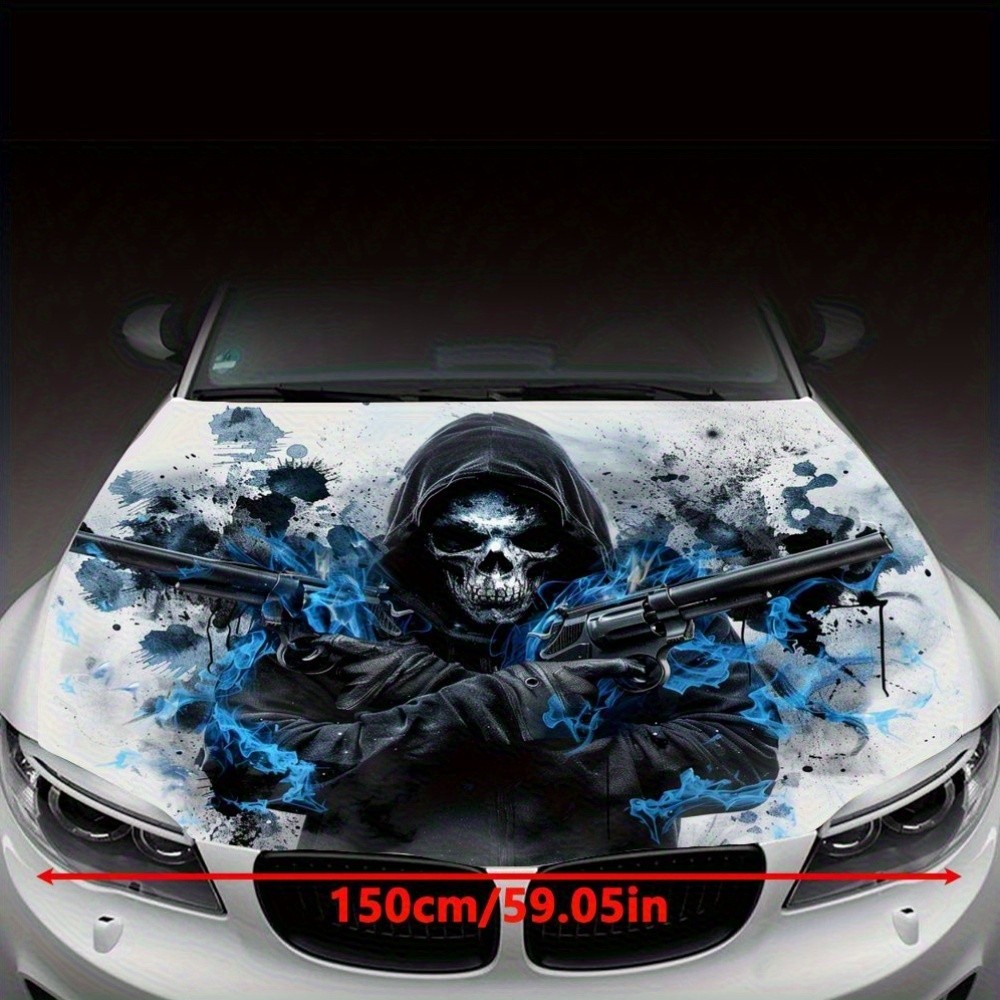 Blue Fire Death: Fatal Skeleton Graphic Car Wrap - PVC Material, Armed ...