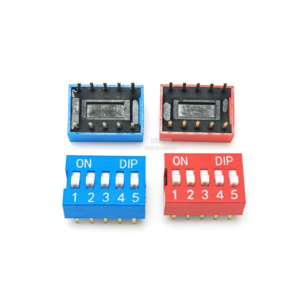Gold-Plated Pin Pitch 2.54MM Red Blue Dial Switch DS-02/3/4/5/6/7/8P ...