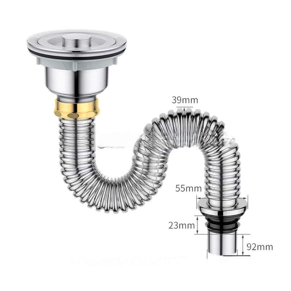 1016 1set stainless steel sink drain strainer W/P-trap hose filter ...