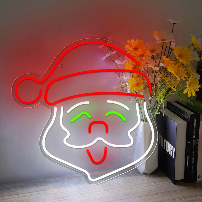 Red Hat Santa Claus [40 * 40cm] USB Neon Sign, Christmas LED Neon Signs ...