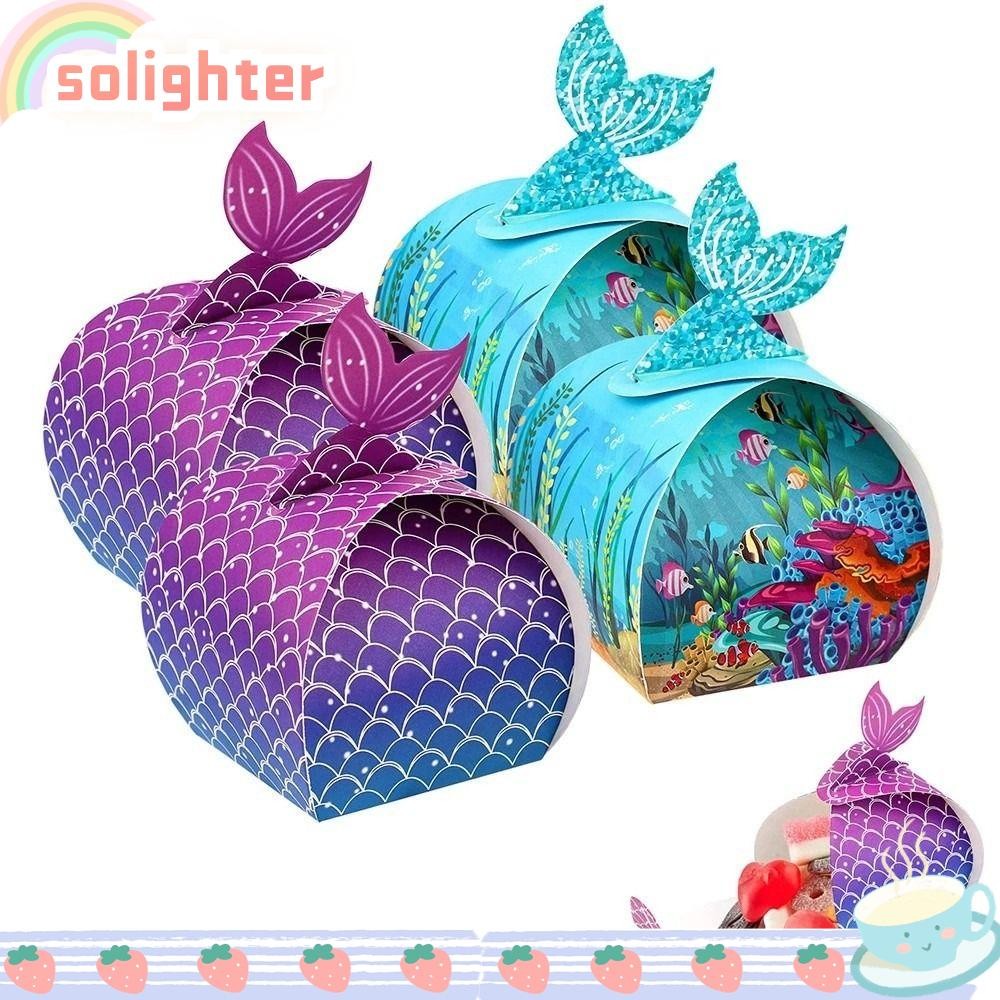 SOLIGHTER 50PCS Mermaid Candy , Sea World Cartoon Fish Tail Candy Box ...