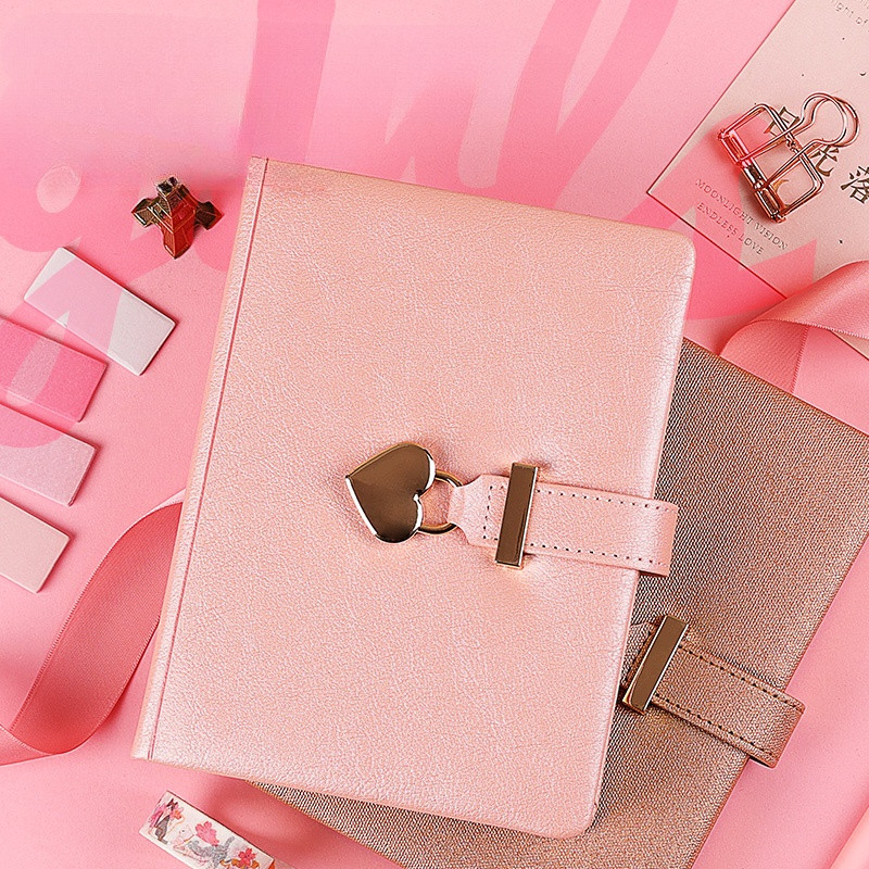 [Customization] [Notebook] Cute Girl Heart Code Book Locked Diary ...