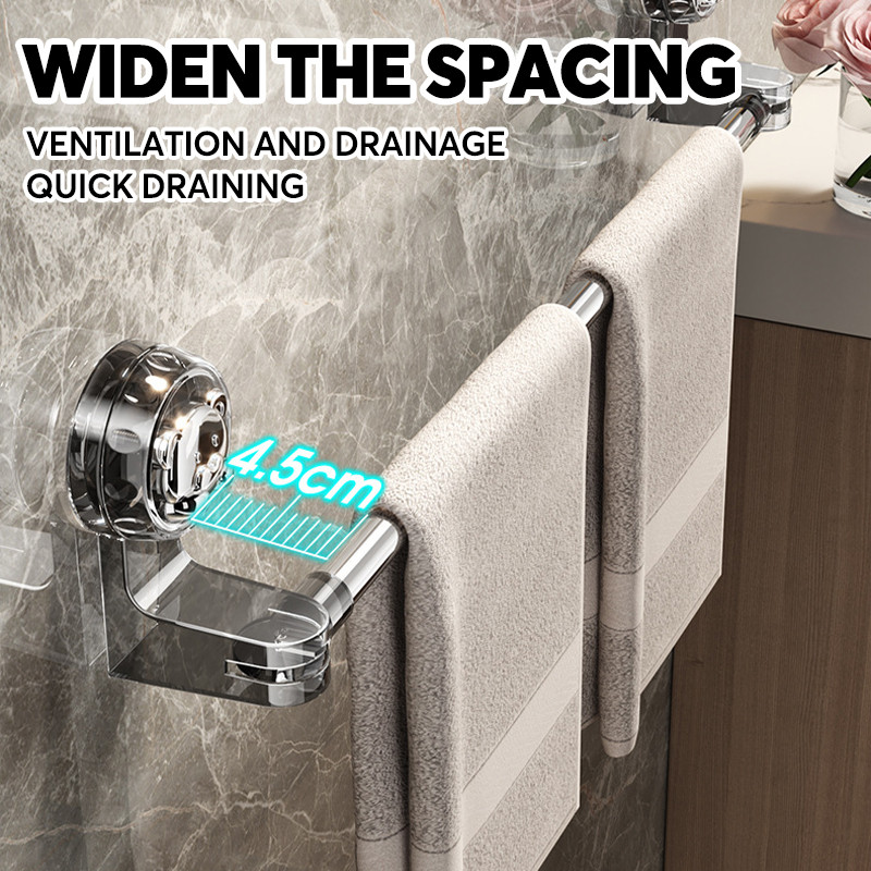 Home Bathroom Suction Cup Punch-Free Towel Rack Adjustable Telescopic ...