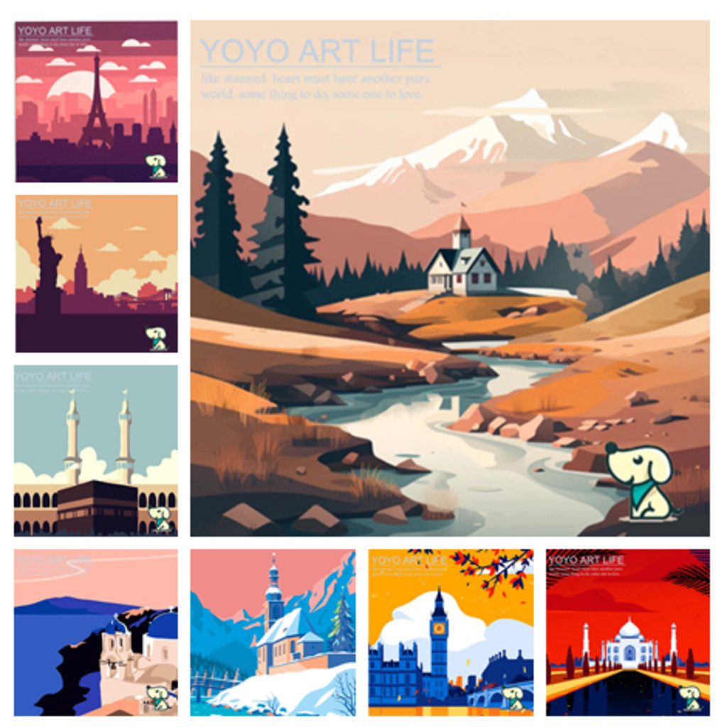 Zet Art 20*20 Framed Wall Art Paint by Numbers mountains lakes painting ...