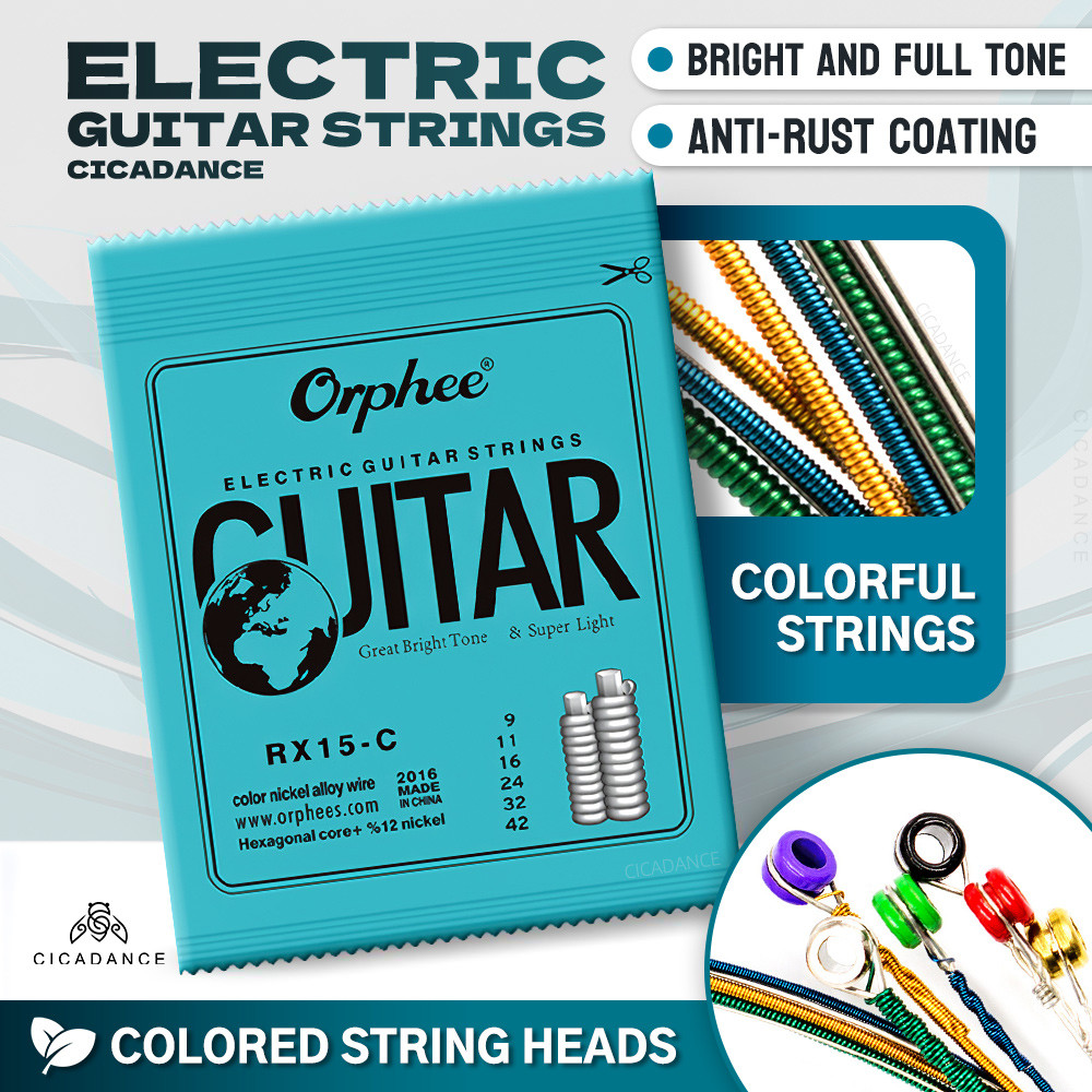 Orphee Colored Electric Guitar String Set Austenitic Stainless Steel Wound Strings Anti Rust ...