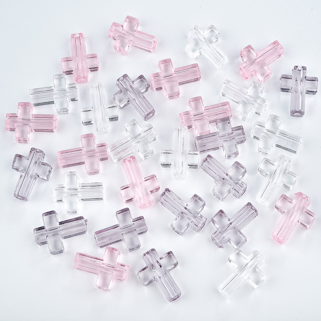 10Pcs Transparent Acrylic Cross Pendant Jewelry Loose Spacer Beads for ...