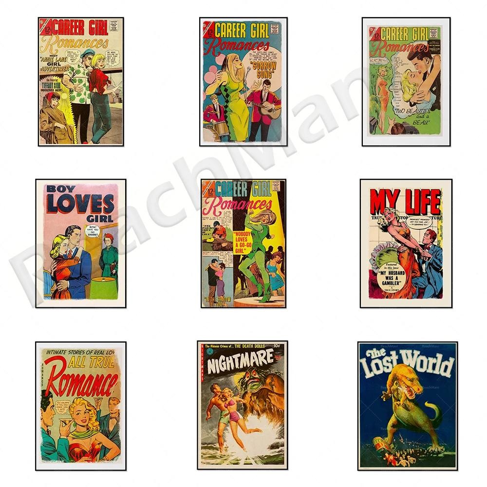 Retro Romance Comic Book Art Print Career Girl Boy Love Girl Vintage ...