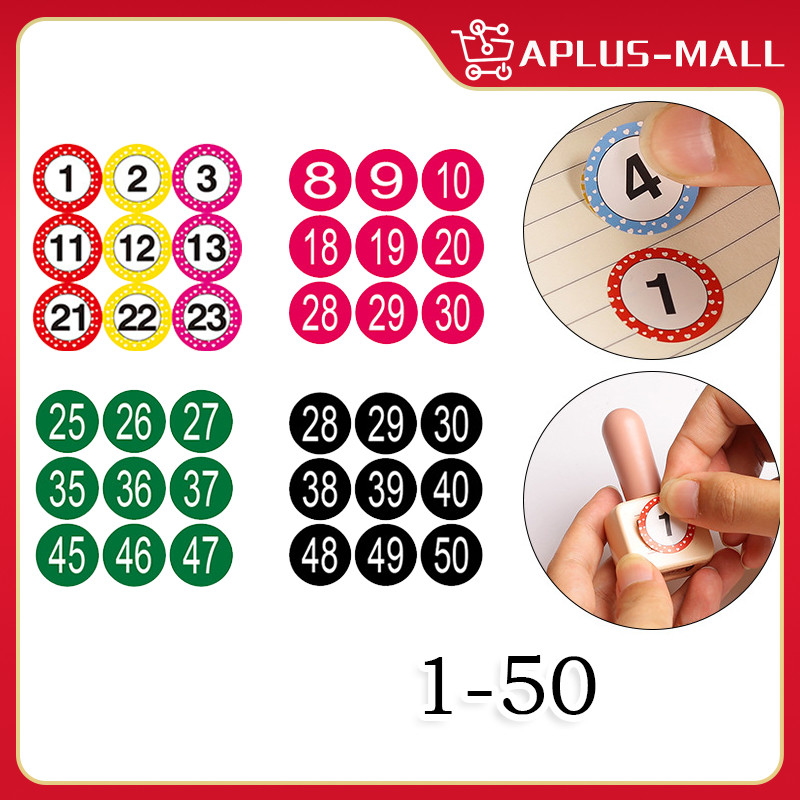 1 to 50 Number Stickers Self-Adhesive Decal Waterproof Labels Round ...