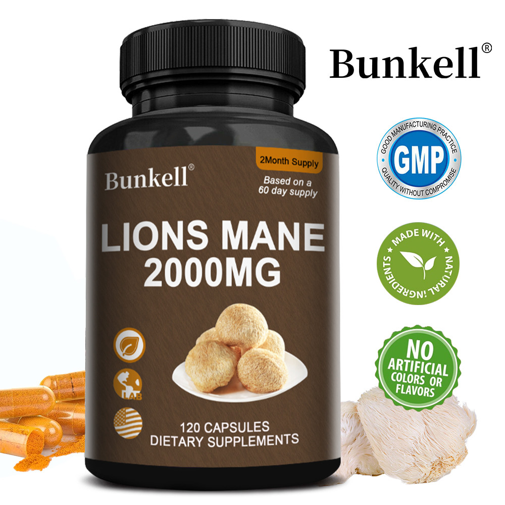 Bunkell Lions Mane 2000Mg Supplement Supports Brain Cognition, Memory ...