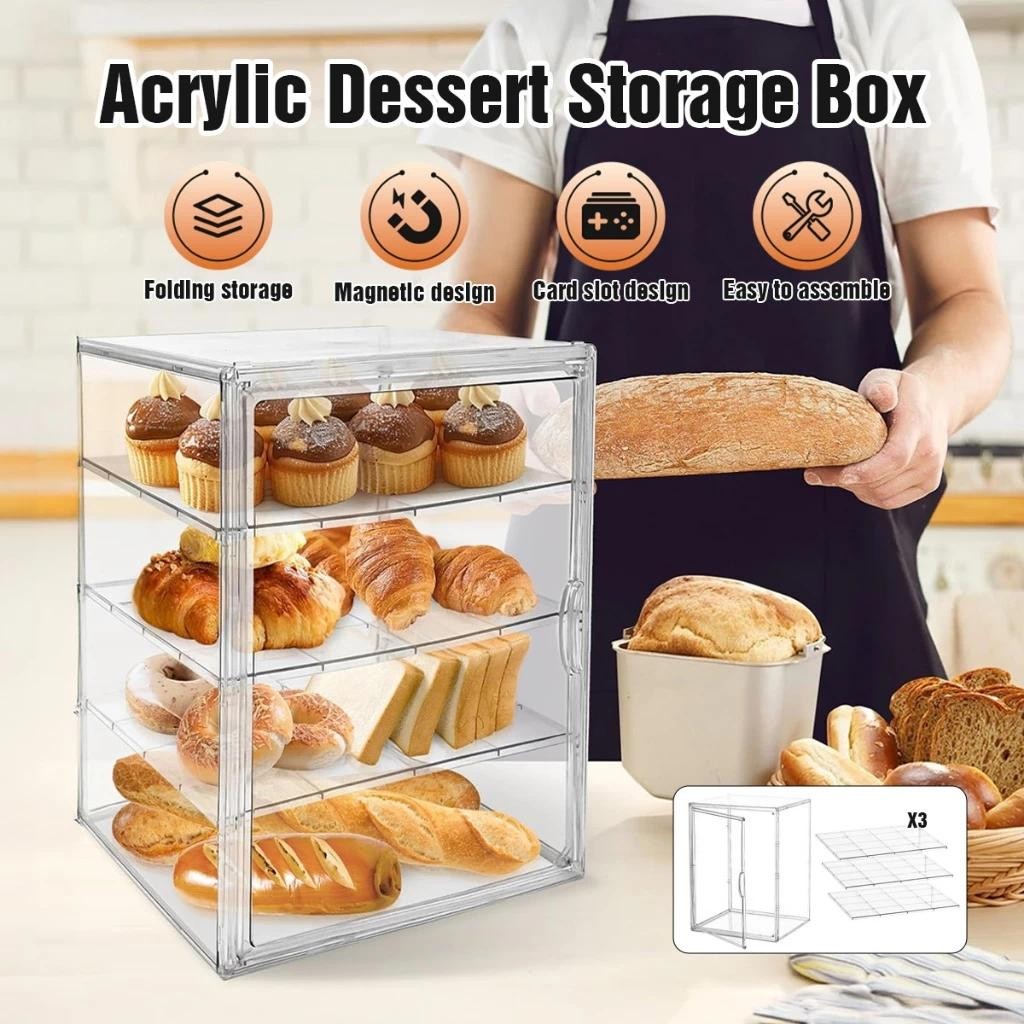 Acrylic Display Cabinet Stackable Storage Organizer DIY Bekas Kuih ...