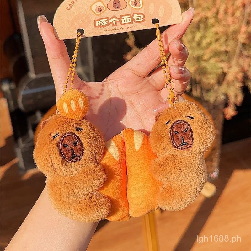Cute Bread Capybara Pendant Plush Toy Magnetic Capybara Pendant Donut ...