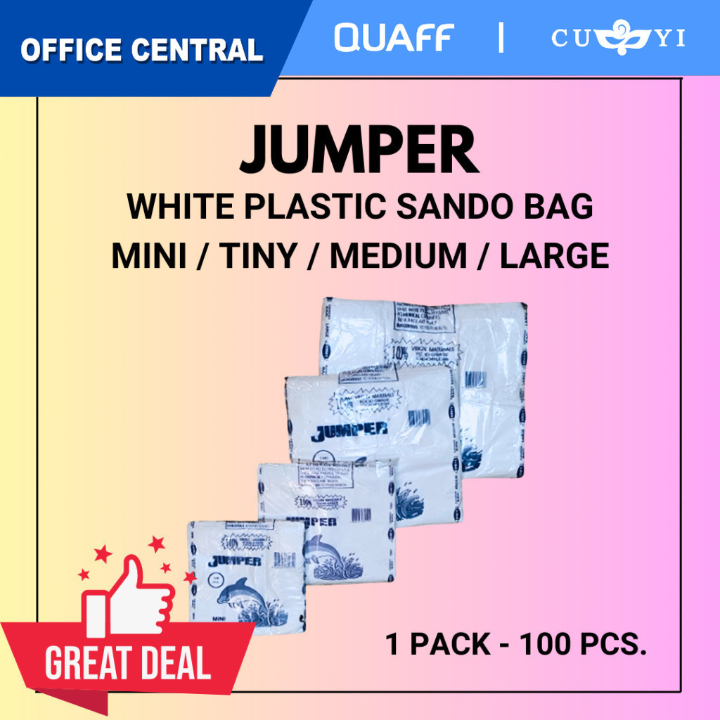 Jumper Plastic Sando Bag White 1 Pack 100 Pieces ( Mini / Tiny / Medium ...