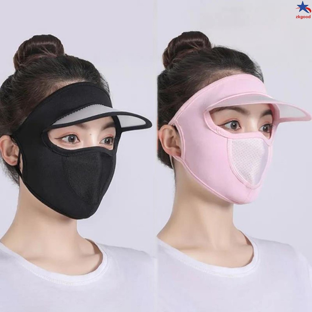 Anti UV Face Cover With Hat Brim Breathable Sunscreen Sports Face ...