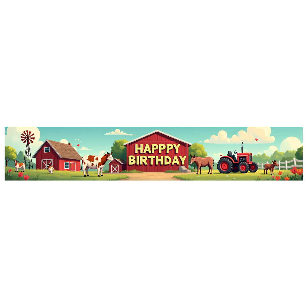 Happy Birthday Barn Banner Colorful Backdrop for Farm Party Background ...