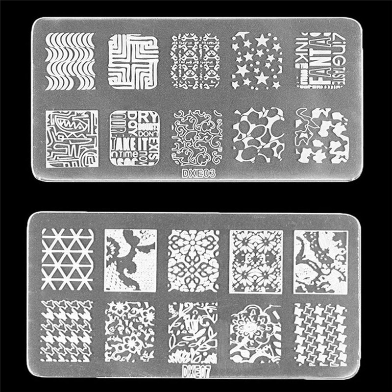 [ety] Nail Art Stamp Stencil Stamping Template Plate Set Tool Stamper ...