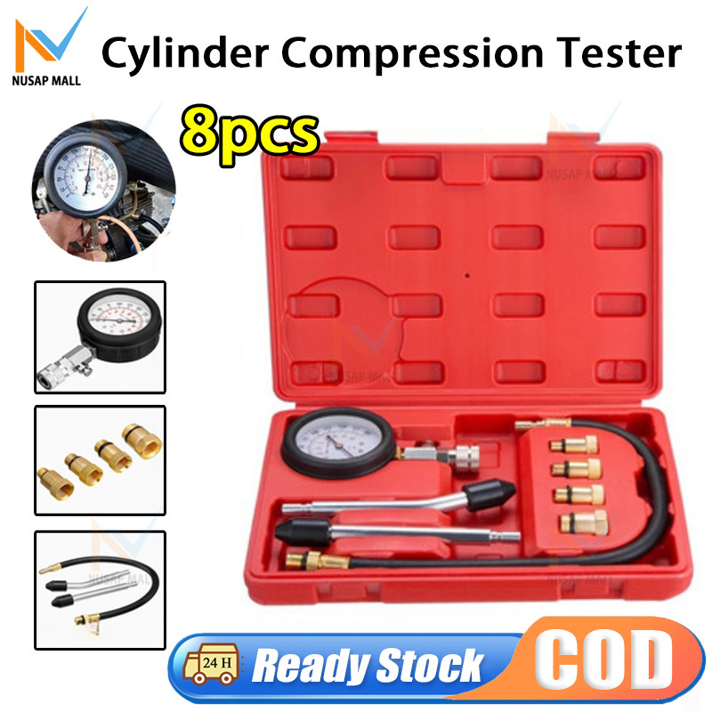 8 PCS Automotive Motorcycles Petrol Engine Compression Test Gauge ...