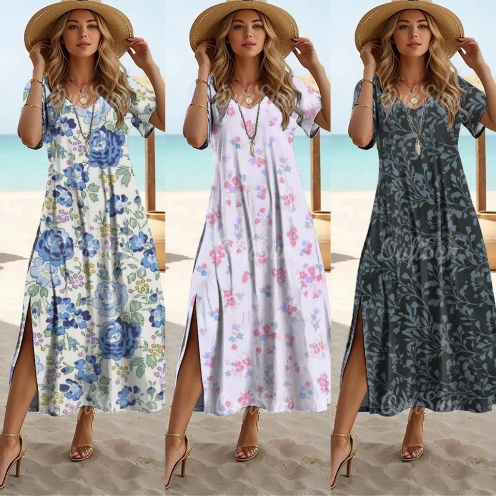 Summer Retro Beach Dress for Women Easy To Match, Oversized Floral ...