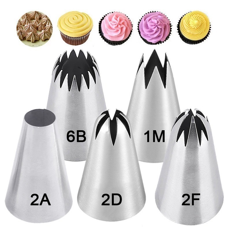 1M 6B Stainless Steel Nozzle Tip for Cake Icing Buttercream Pastry ...