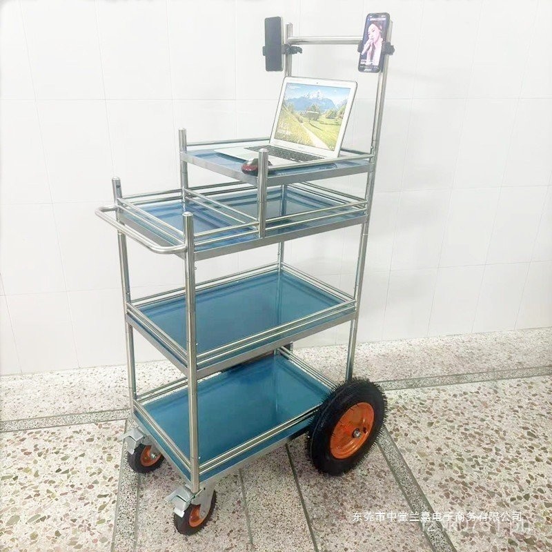 Live Stainless Steel Large and Small Wheels Stall Cart Portable Small ...