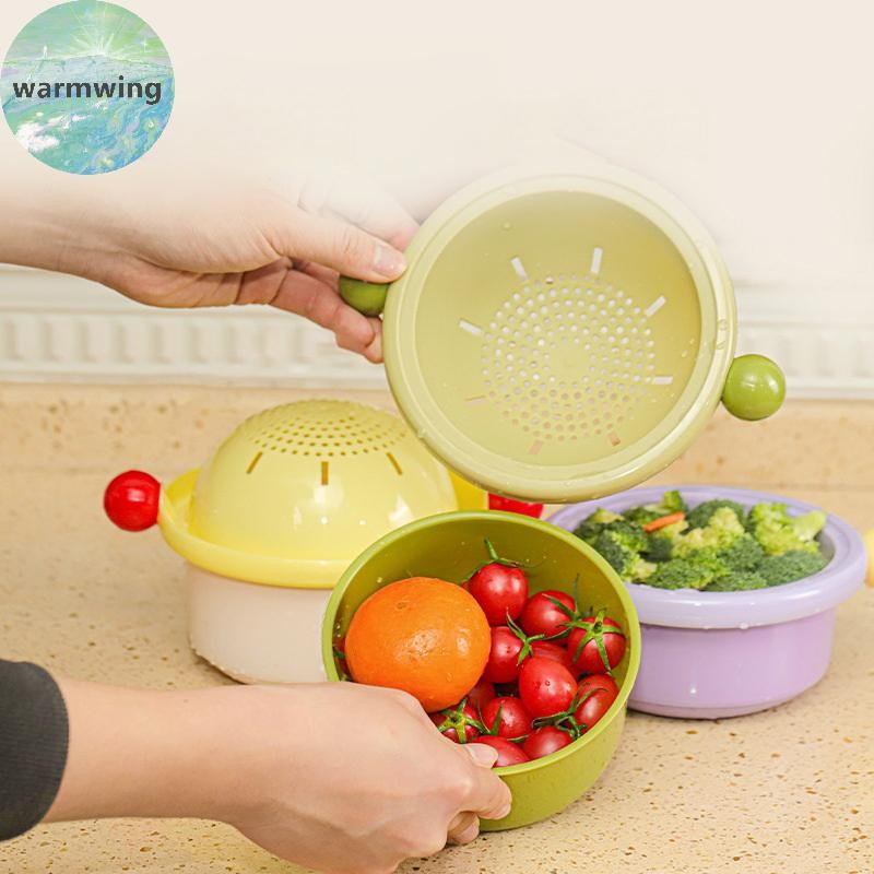 Warmwing 1pc/3pcsFood Drain Basket Double-layer Fruit And Vegetable Washing Basket Home Kitchen ...