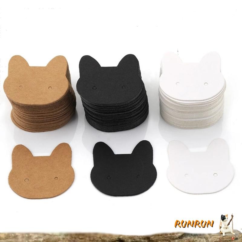 RUNUN Pack of 50pcs Blank Earrings Cards Cute Cartoon Cat Ear Head Stud ...