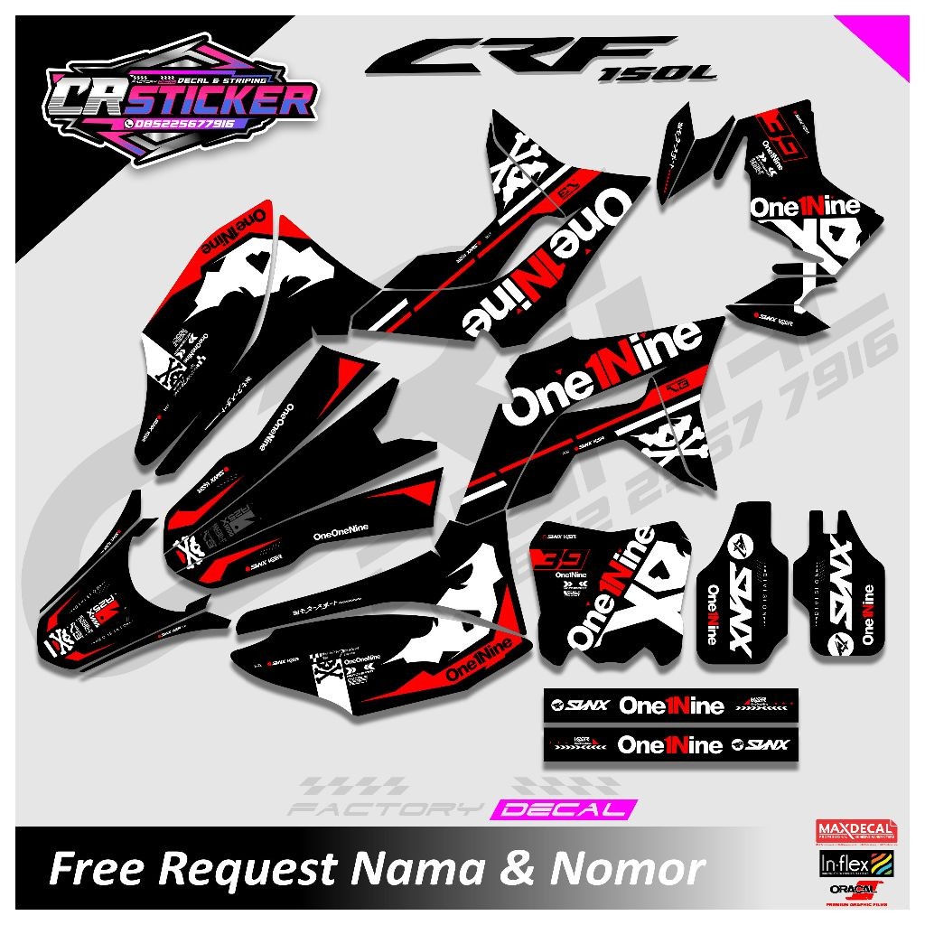 HITAM Decal CRF 150L SUPERMOTO FULL BODY BLACK SUPER GLOSSY DOFF DESIGN ...