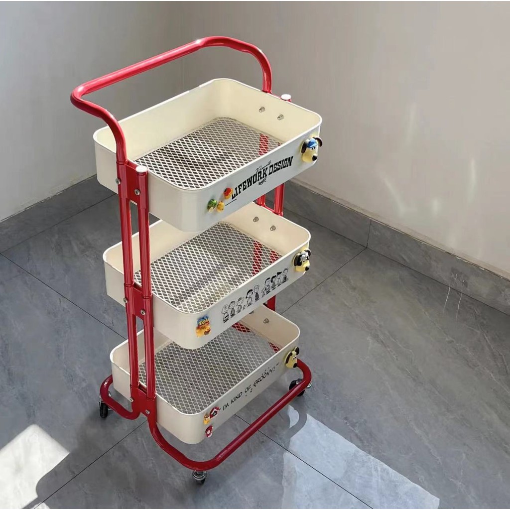 UUJR Trolley Rack Household Pulley Kitchen Storage Shelf Snack Living ...