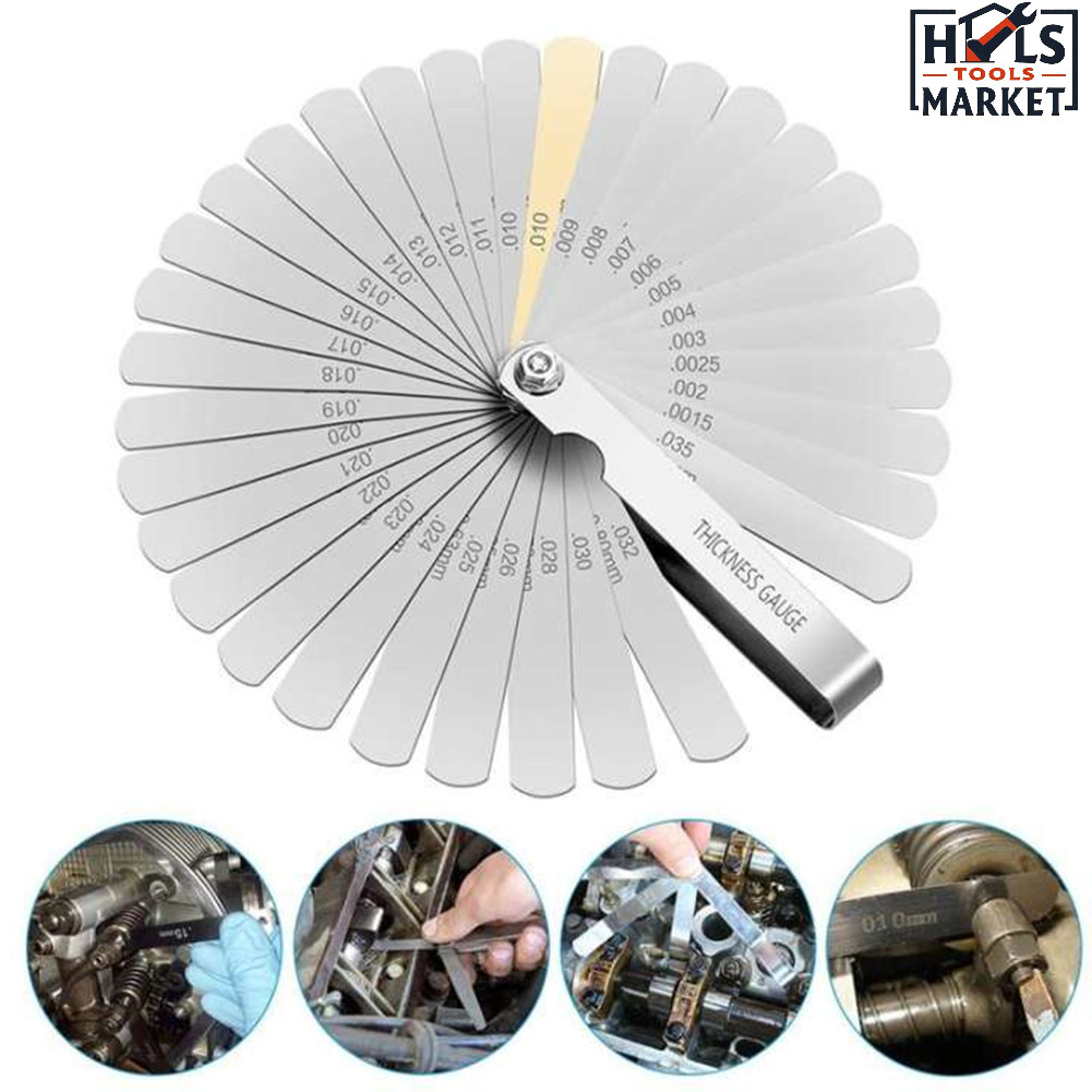 32pcs Stainless Steel Feeler Gauge 0.04mm-0.88mm Metric Thickness Gage Set For Gap Measurment ...