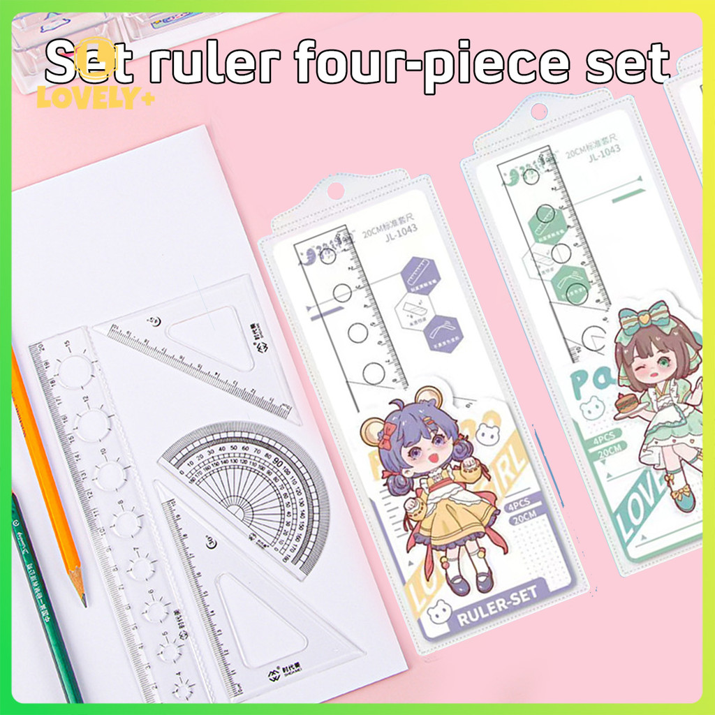 Ruler Set for Kids 4PCS/Set Plastic Transparent Ruler Set Creative ...