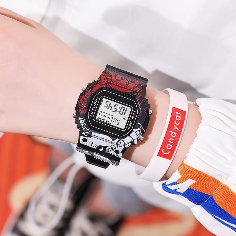 One Piece Style Graffiti Wrist Watch, Square Children Student Wrist ...