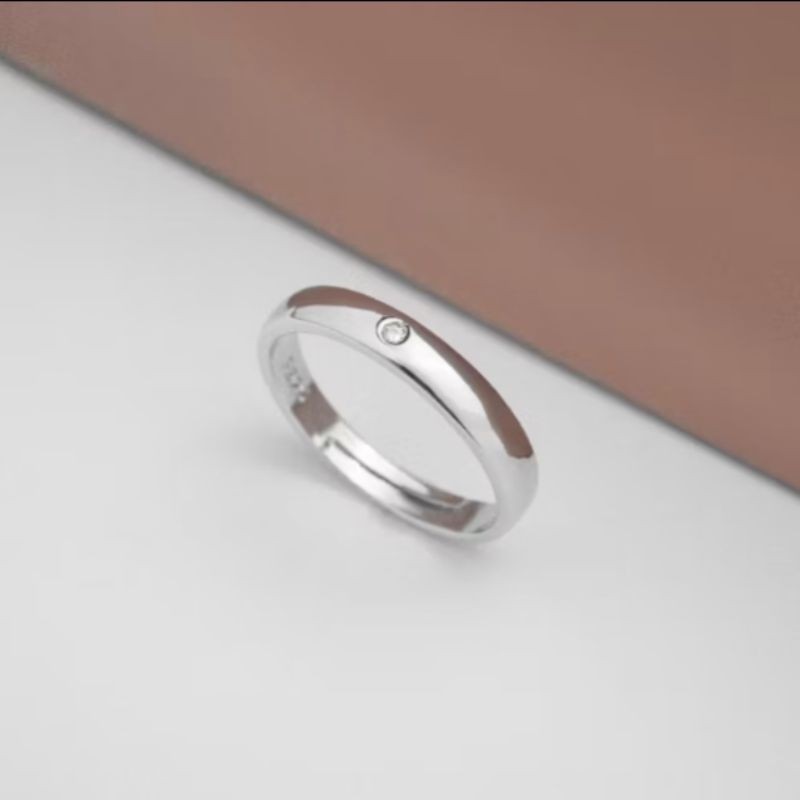 Titanium silver ring with gem accents, super thick quality, anti-rust ...