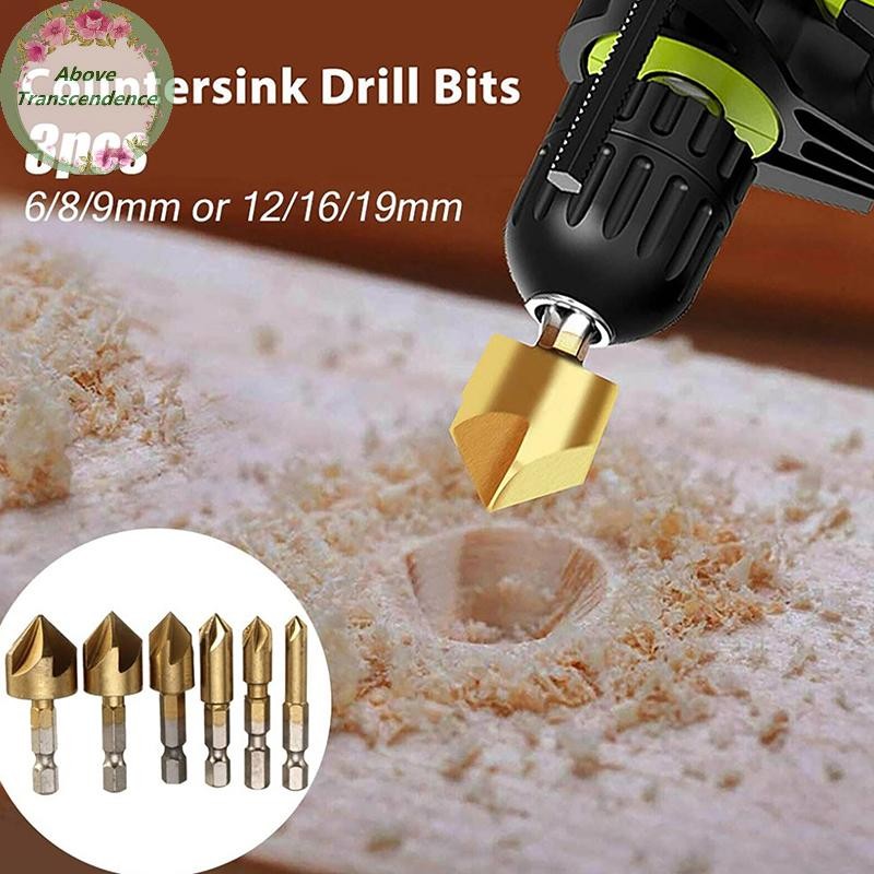 Above 3PCS Set 12/16/19mm Countersink Boring Drill Bit Set For Wood ...
