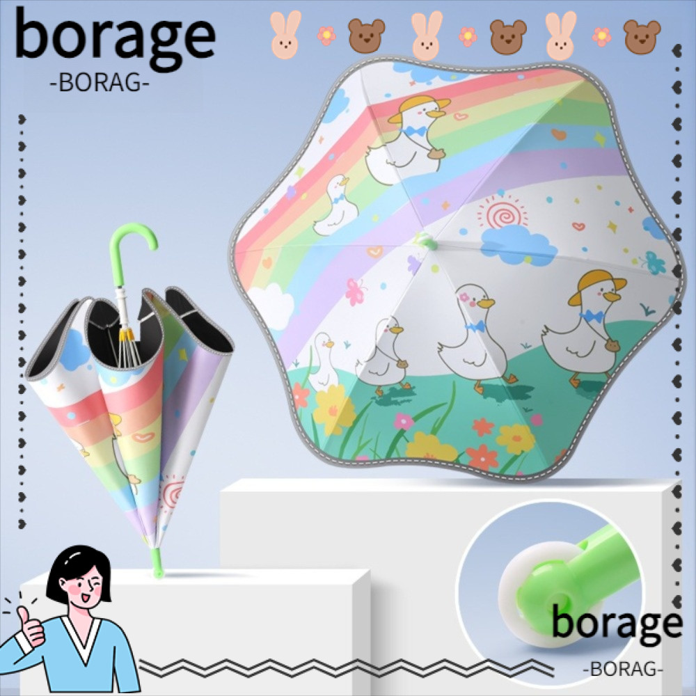 BORAGE Sun Rain Parasol, Funny Wheel Lightweight Kids Umbrella, Round ...