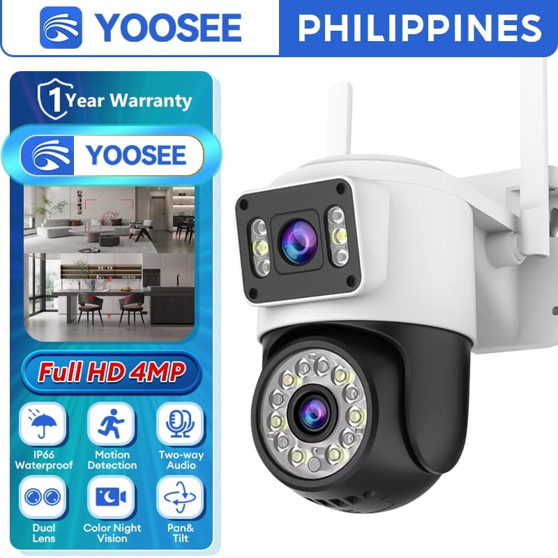 YOOSEE Y20 Dual Lens 2MP 4K CCTV Camera IP65 Waterproof Outdoor Full ...