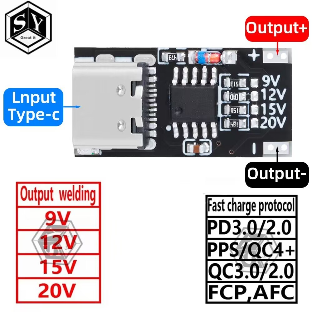 Type-C PD2.0 PD3.0 9V 12V 15V 20V Fast Charge Trigger Polling Detector ...