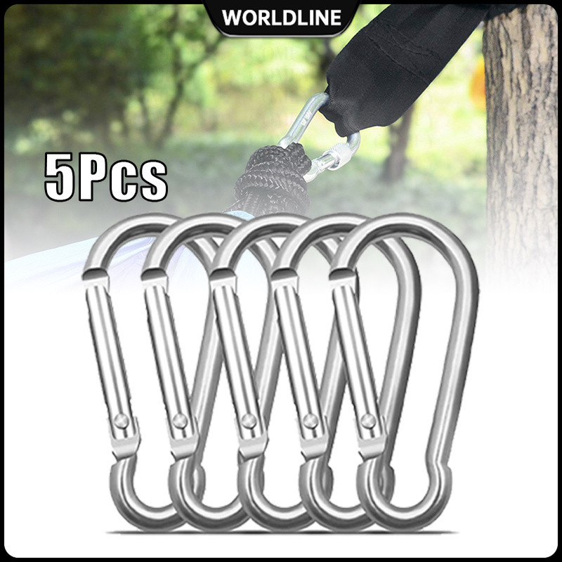 5pcs Stainless Steel SUS304 Spring Snap Hook Carabiner with Lock 6MM ...