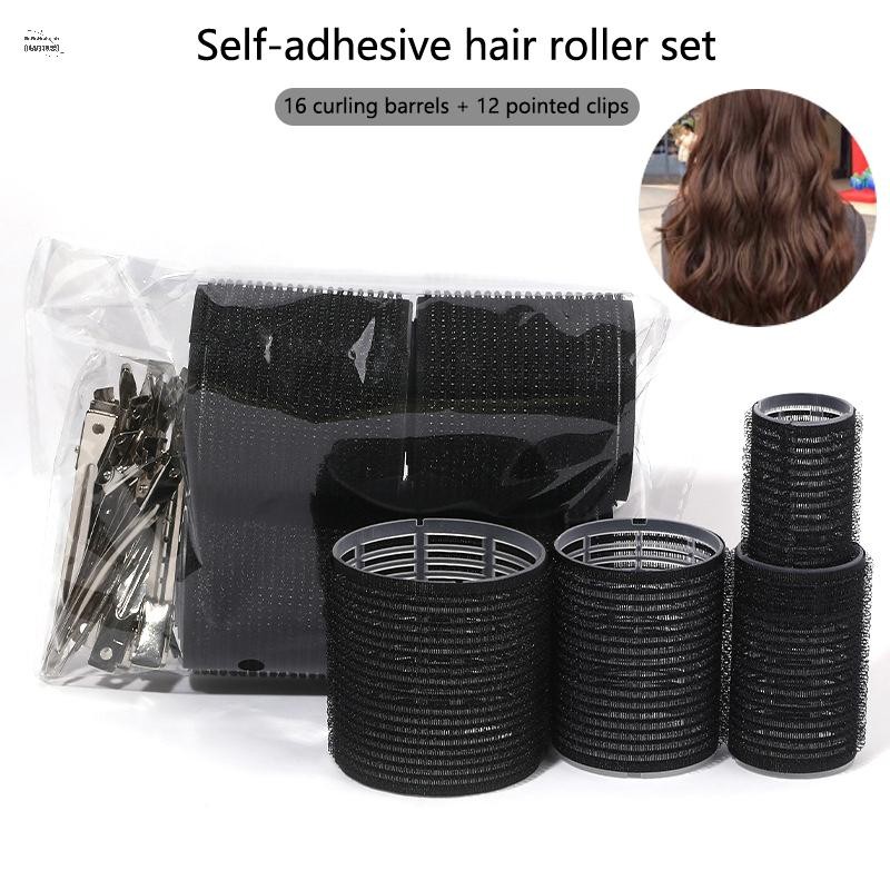 GoGo 16pcs/set Black Self-Grip Hair Rollers With Clips Heatless Hair ...