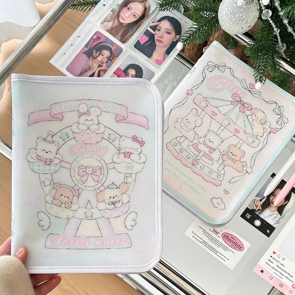 Cute Korean A5 Zipper Binder Photo Album Carousel Kpop Photocard ...