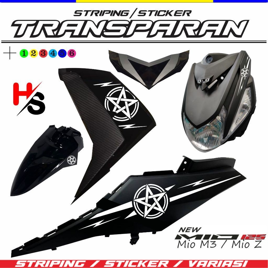 Yamaha MIO M3MIO Z MOTORCYCLE TRANSPARENT STRIPING STICKERS NEW MOTIF ...
