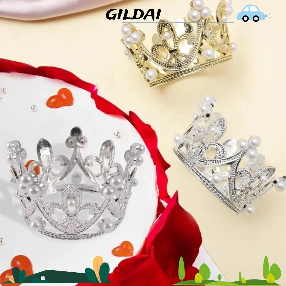 GILDAI Mini Crown, Pearl Metal Princess Tiara, Gold DIY Children Hair ...