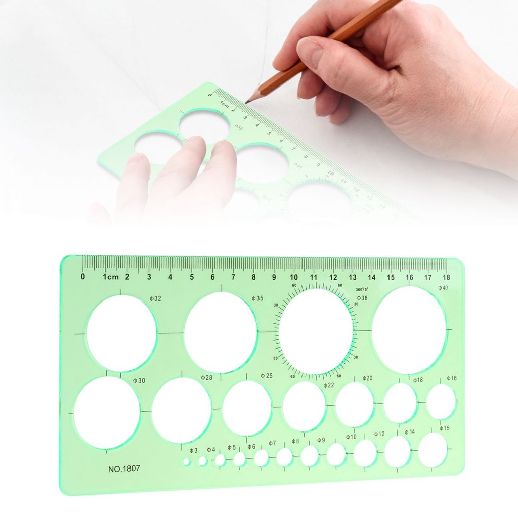 Plastic Circular Scale Drawing Template Ruler, Shape Measurement Design ...